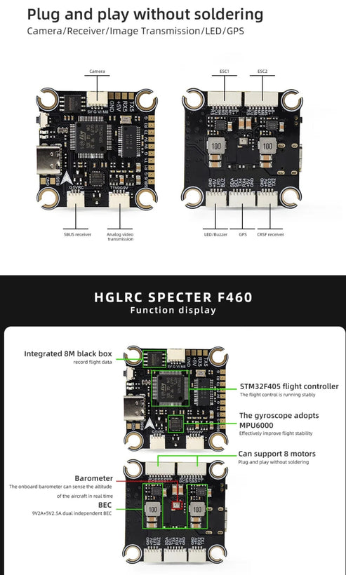 HGLRC Specter F405 V2 Flight Controller – Unmanned Tech