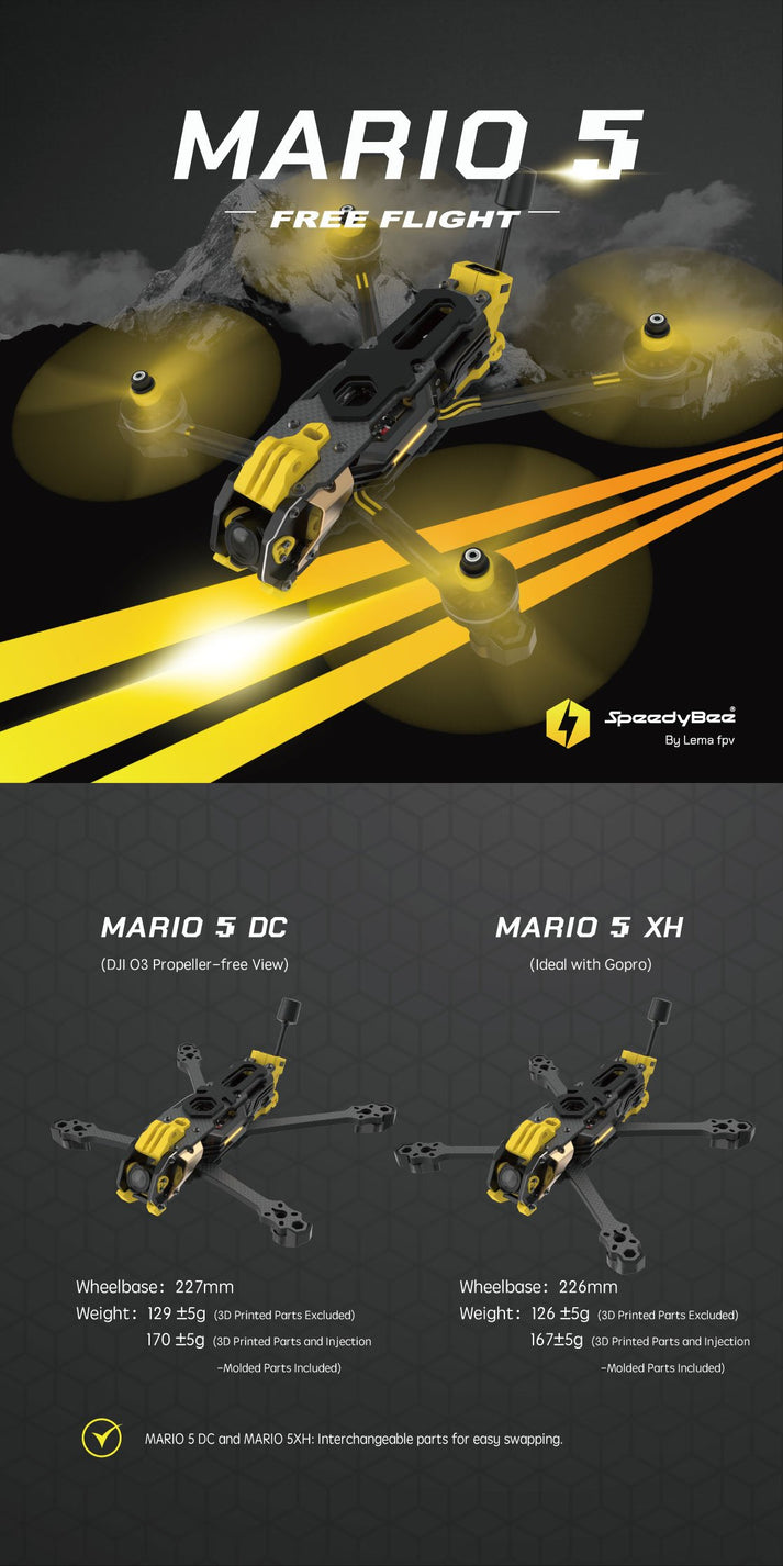 SpeedyBee Mario 5 FPV Drone Frame - 5 Inch Racing Quadcopter Frame ...