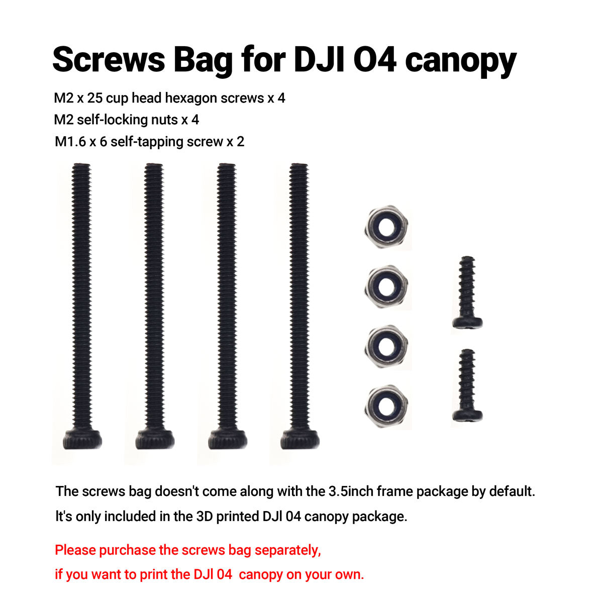 Screws Bag for DJI O4 Canopy – Unmanned Tech